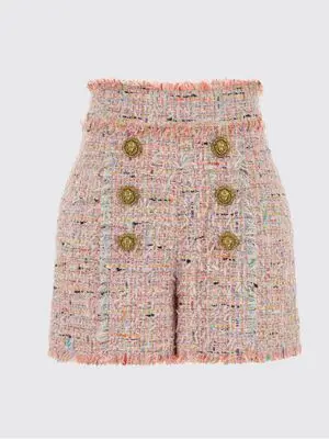 Balmain High-waisted Tweed Shorts With Abstract Pattern And Buttons