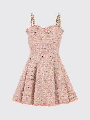 Balmain A-line Tweed Midi Dress With Square Neckline And Abstract Pattern