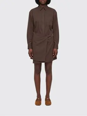 Loewe Cotton And Silk Blend Wrap Mini Shirt Dress - Brown