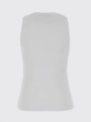 Balmain Sleeveless Cotton Top With Contrasting Logo And Slim Fit