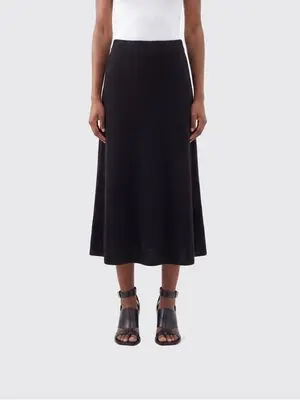 LISA YANG Knit Cashmere Midi Skirt With An Elasticated High Waist - Black