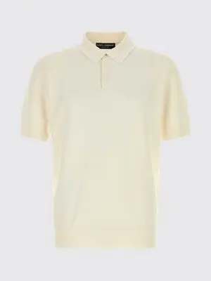 Dolce & Gabbana Short-sleeve Polo Shirt In Knitted Silk With Ribbed Trim - White