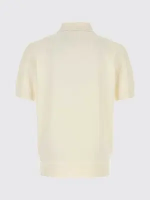 Dolce & Gabbana Short-sleeve Polo Shirt In Knitted Silk With Ribbed Trim - White