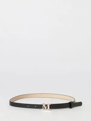 Max Mara Leather Logo Buckle Belt - Black