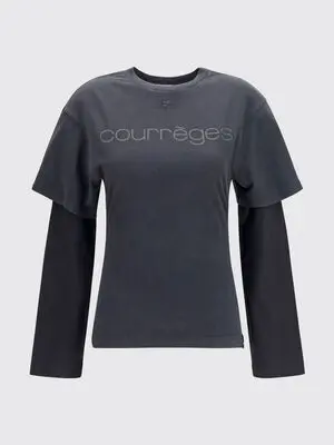 COURREGES Long-sleeved Cotton T-shirt - Grey