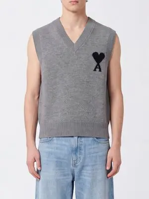 AMI Paris AMI Wool Knit Jumper Vest Grey