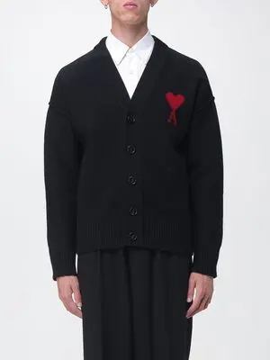 AMI Paris V-neck Wool Cardigan - Black