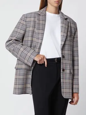 ANINE BING Relaxed Fit Single-breasted Tartan Viscose-blend Blazer - Red