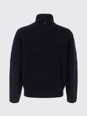 FERRAGAMO Roll Neck Jumper In Blue Virgin Wool With Ribbed Edges