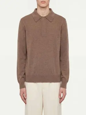 JIL SANDER Long-sleeved Knit Wool Polo With Concealed Placket - Beige