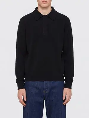 JIL SANDER Long-sleeved Knit Wool Polo With Concealed Placket - Black