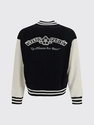 Kenzo Zipped Cotton Cardigan With Contrast Logo - Black