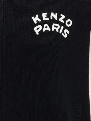 Kenzo Zipped Cotton Cardigan With Contrast Logo - Black