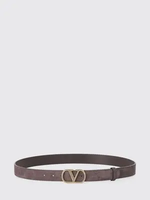 Valentino Garavani Vlogo Signature Suede Leather Belt - Brown