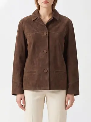 Tory Burch Suede Shirt Jacket With Classic Collar And Slit Pockets - Brown