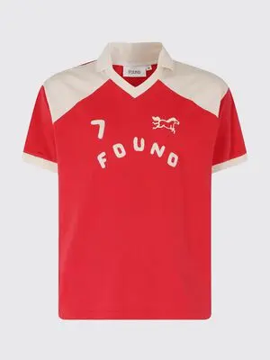 FOUND Short-sleeved Cotton Polo Shirt With Logo Print And Bi Pattern
