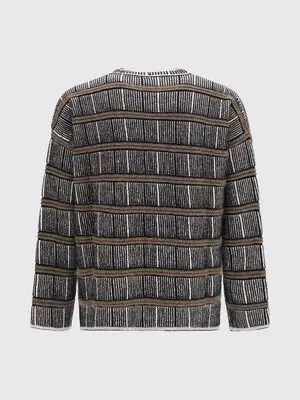 Giorgio Armani Striped Crew-neck Jumper In Silk And Wool Blend With Ribbed Trims