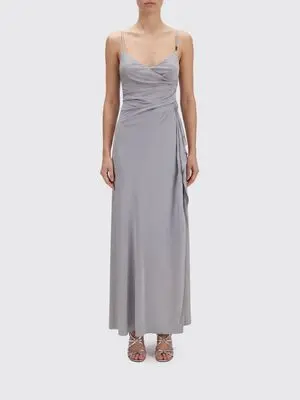 Versace Viscose Jersey Long Evening Gown With Logo Straps