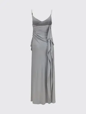 Versace Viscose Jersey Long Evening Gown With Logo Straps