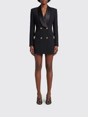 Versace Slim Fit Double-breasted Virgin Wool Blazer With Satin Shawl Collar