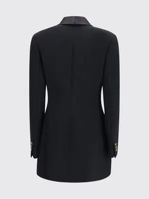 Versace Slim Fit Double-breasted Virgin Wool Blazer With Satin Shawl Collar