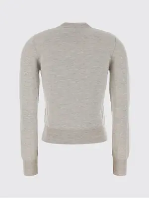 A.p.c. Crewneck Cardigan In Virgin Wool And Cotton Blend With Contrast Logo - Grey