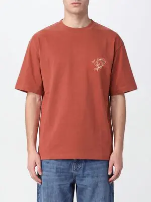 Drole De Monsieur Crewneck T-shirt With Contrast Logo And Dropped Shoulders - Brown