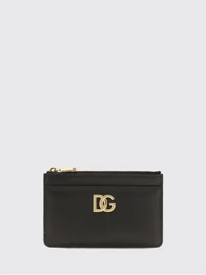 Dolce & Gabbana Smooth Leather Card Holder With Dg Logo And Zip Pocket