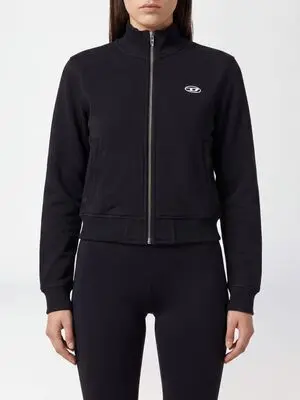DIESEL® Slim Fit Cotton Zip-up Jumper With Turtleneck And Oval D Logo