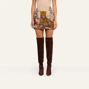 L'Agence Marseille Mini Skirt - Multi Leopard Tapestry Print