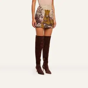 L'Agence Marseille Mini Skirt - Multi Leopard Tapestry Print