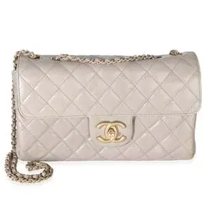 Chanel Quilted Crumped Calfskin Accordion Flap Bag - Gray
