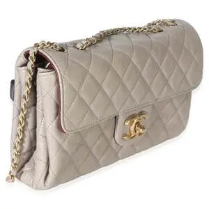 Chanel Quilted Calfskin Accordion Flap Bag - Gray