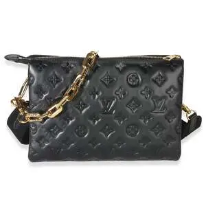 LOUIS VUITTON Monogram Embossed Lambskin Coussin Pm - Black