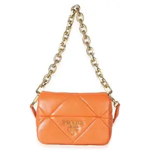 Prada Nappa Patchwork Chain Bag - Orange