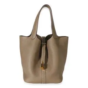 Hermès Etoupe Clemence Picotin Lock 22 Ghw - Gray