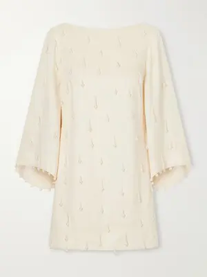 ANDRES OTALORA Lo Aprendido Embellished Linen Mini Dress - Neutrals