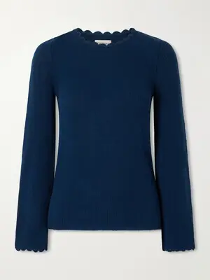 ESCVDO Bernabe Scalloped Ribbed Cotton Sweater