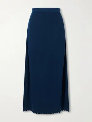 ESCVDO Bernabé Scalloped Ribbed Cotton Midi Skirt