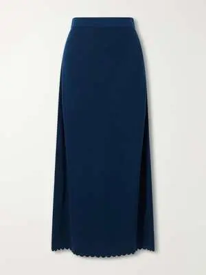 Escvdo Bernabé Scalloped Ribbed Cotton Midi Skirt