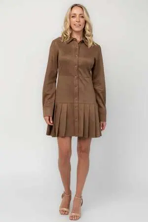 IN FEBRUARY Ezra Faux Suede Short Dress