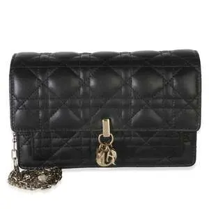 Dior Lambskin Cannage My Daily Chain Pouch - Black