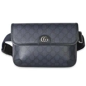 Gucci Navy Gg Supreme Canvas Ophidia Web Slim Belt Bag