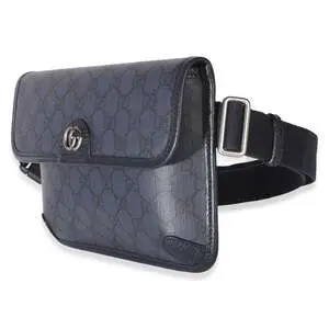 Gucci Navy Gg Supreme Canvas Ophidia Web Slim Belt Bag
