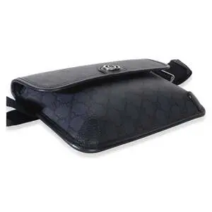 Gucci Navy Gg Supreme Canvas Ophidia Web Slim Belt Bag