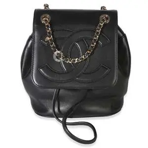 Chanel Lambskin Cc Mania Backpack - Black