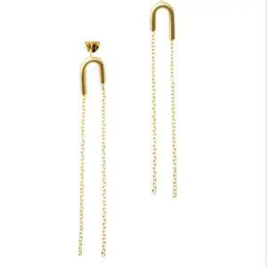 BOLD MANIFEST DESIGNS Unbound Sculptural Geometric Chain Earrings Plated Silver - Gold