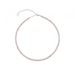 SEVEN SAINTS Blush Pink Freshwater Baroque Pearl Choker, White Rhodium - Silver