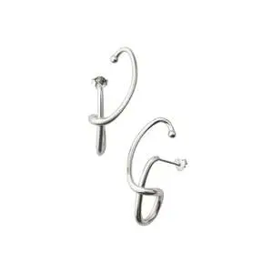 BOLD MANIFEST DESIGNS Alpha Sculptural Geometric Statement Earrings Rhodium Plated - Silver