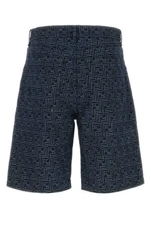 Fendi Embroidered Denim Bermuda Shorts